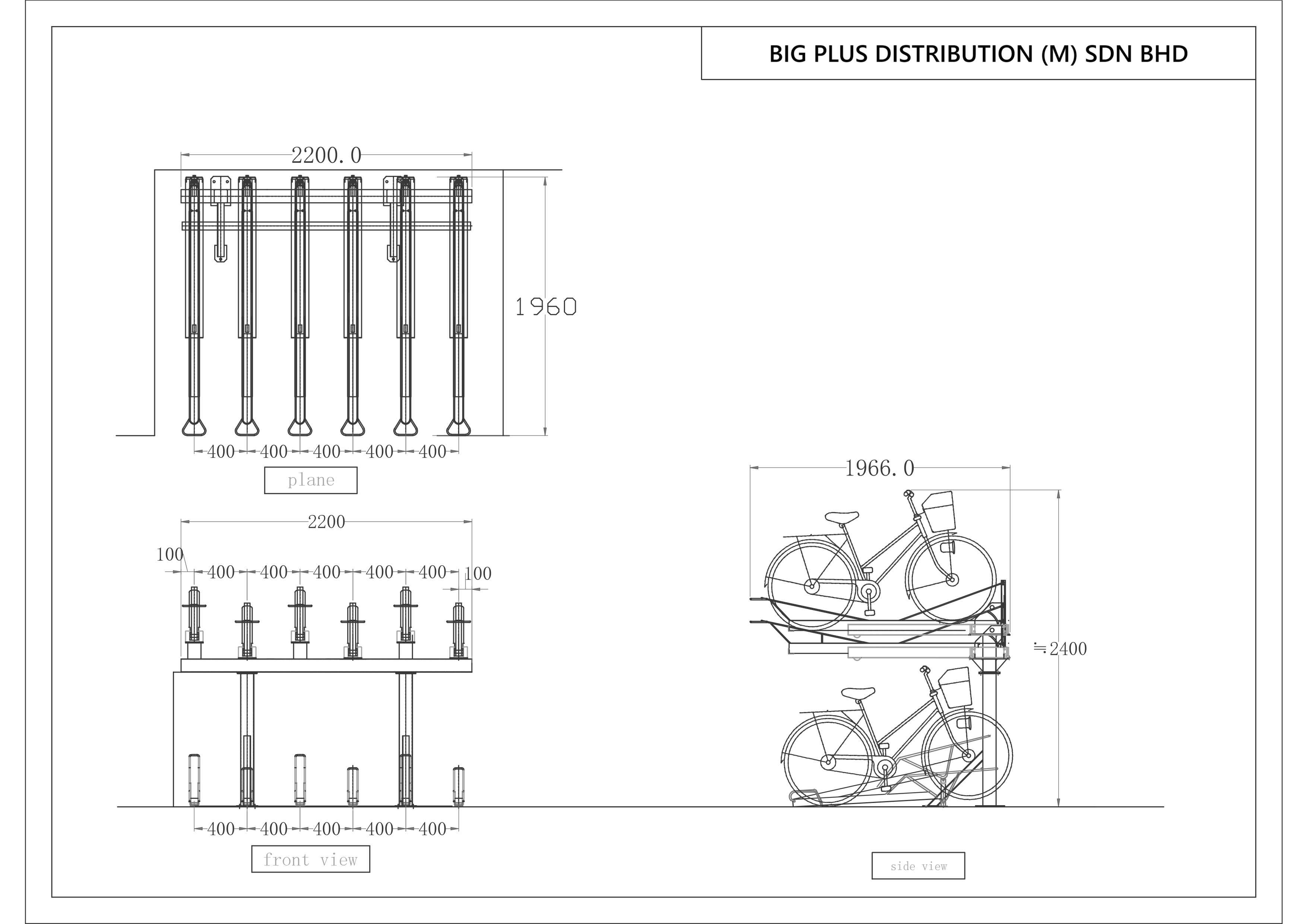 two tier cycle rack dimensions